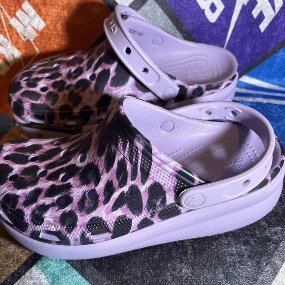 CROCS | Shoes | Crocs Kids Classic Animal Print Clogs In Violet Size J6 ...